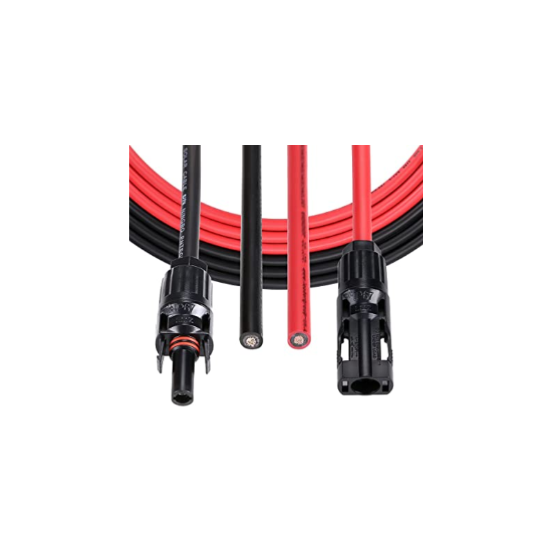 Câble solaire 2X10m 4mm2 avec connecteurs MC4 M/F - panneau à régulateur